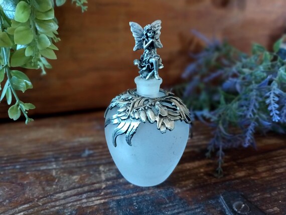 Vintage Fairy Perfume Bottle, Large Pewter and Froste… - Gem