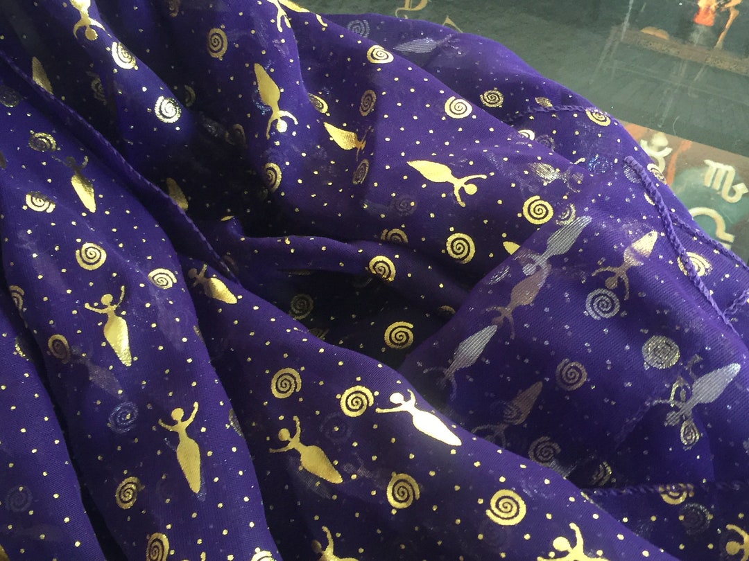 Vintage Altar Cloth, Reversible Silver and Gold Goddess, Purple Scarf ...