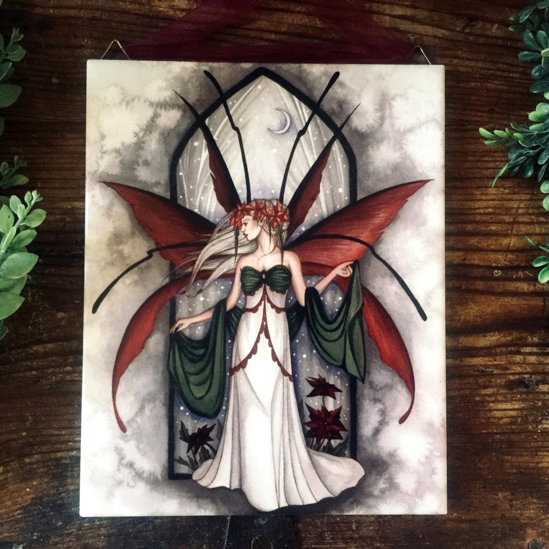 Yule Fairy Ceramic Tile by Jessica Galbreth, Vintage Hanging Artwork - Etsy