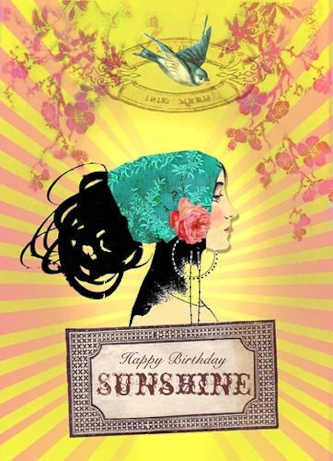 Happy Birthday Sunshine Bohemian Greeting Card, Glitter Embellished - Etsy