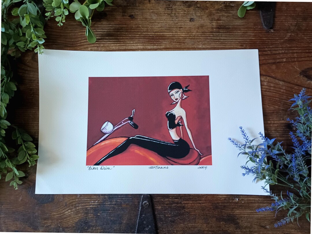 Biker Diva Print, Signed Pop Art by Shano, Vintage 2004, Watercolor Paper - Etsy