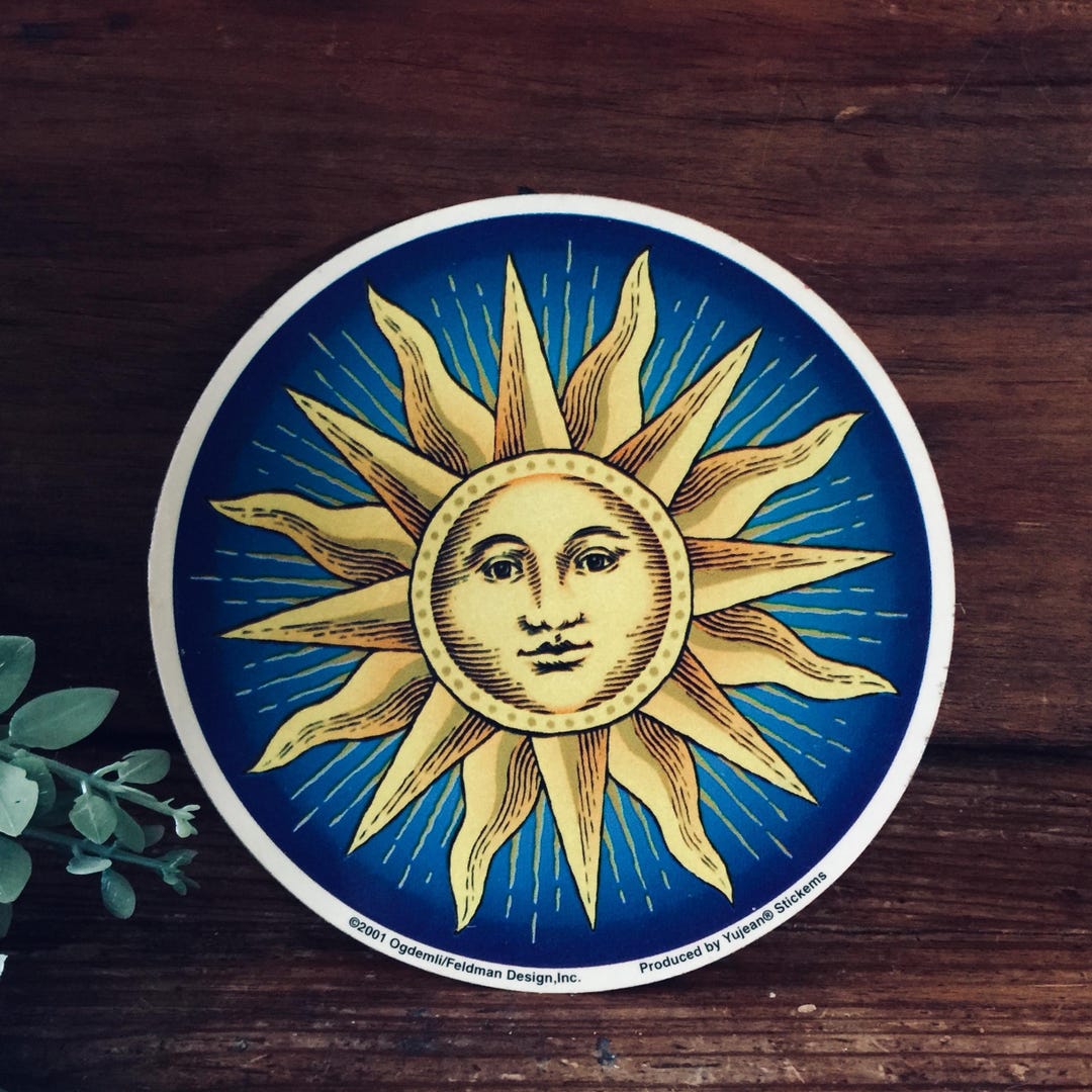 Vintage Celestial Decal, Sun Face Sticker - Etsy