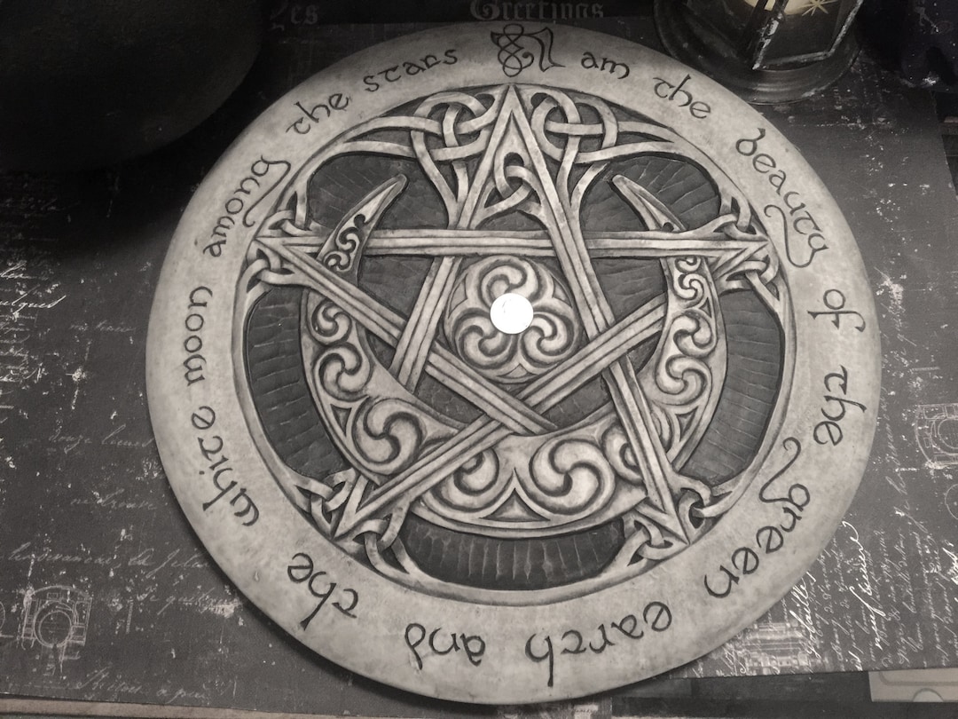 Vintage Large Moon Pentacle Wall Plaque, Dryad Design, Stone Finish - Etsy