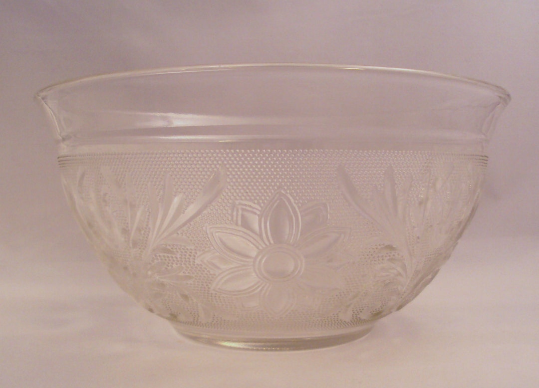 Anchor Hocking Glass Sandwich Pattern Large Salad Serving Bowl - Etsy