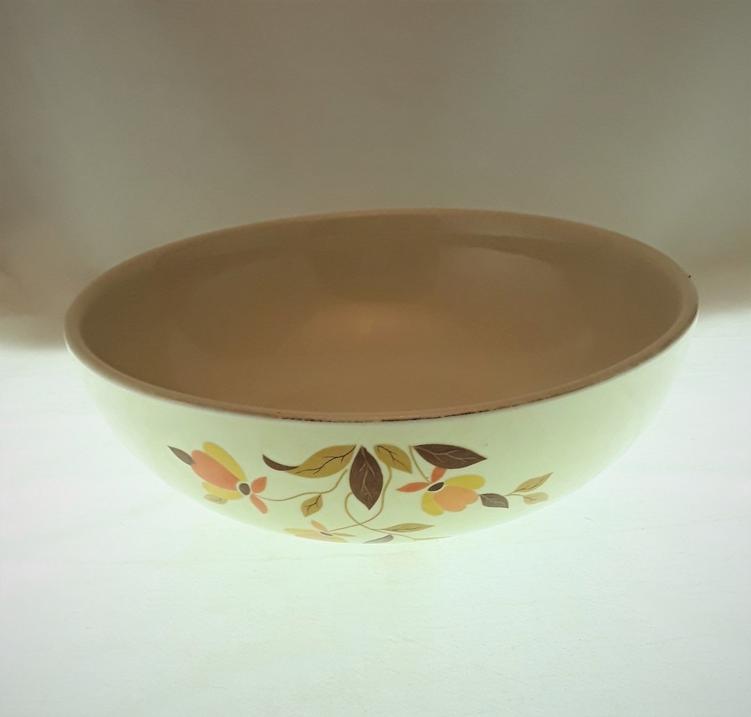 Vintage Hall China Jewel Tea Autumn Leaf Large Round Serving Bowl Mary ...