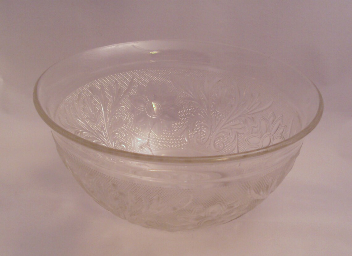 Anchor Hocking Glass Sandwich Pattern Large Salad Serving Bowl - Etsy