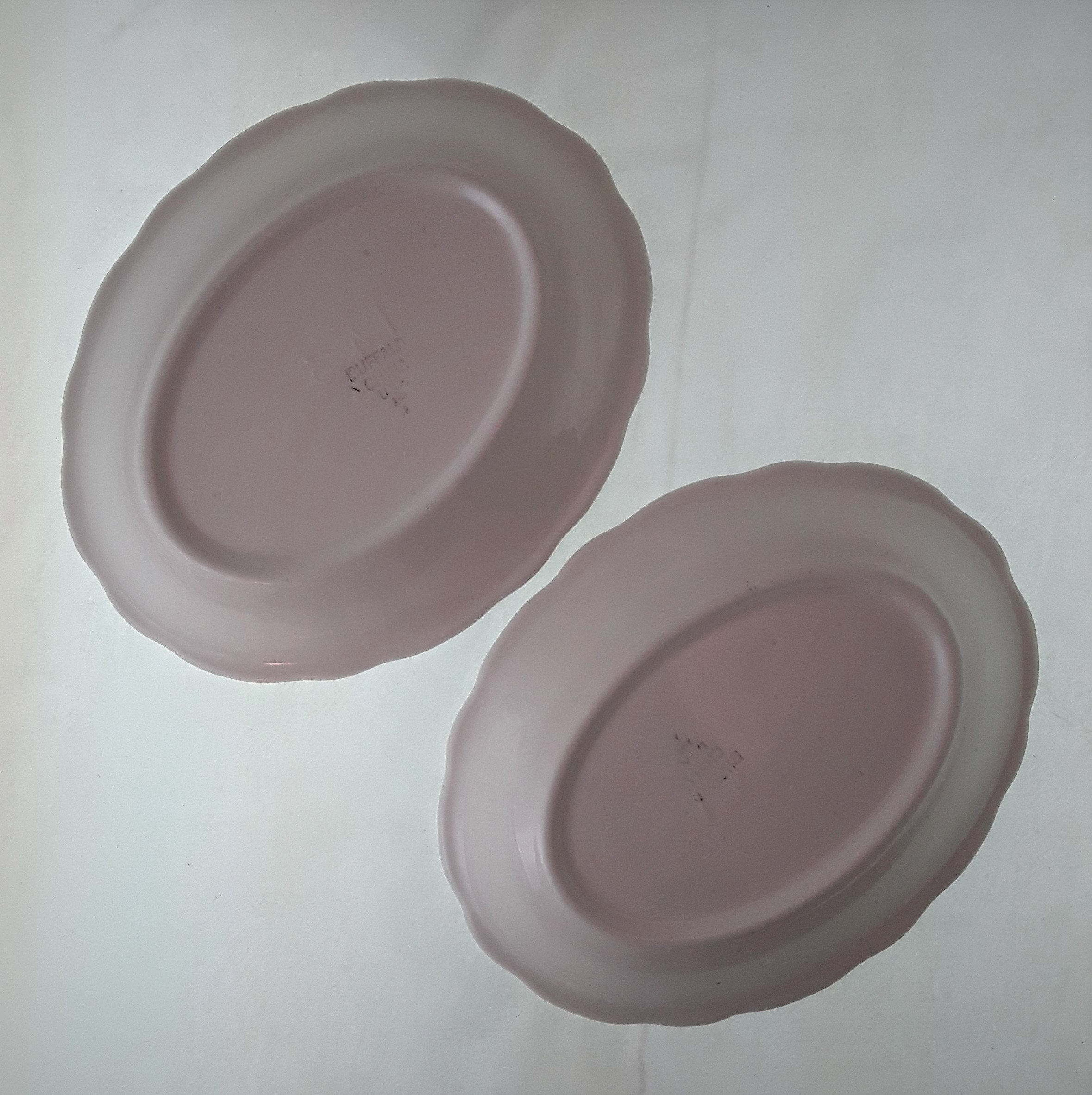 Pair Vintage Buffalo China Restaurant Ware Grey Airbrushed Rims Oval ...