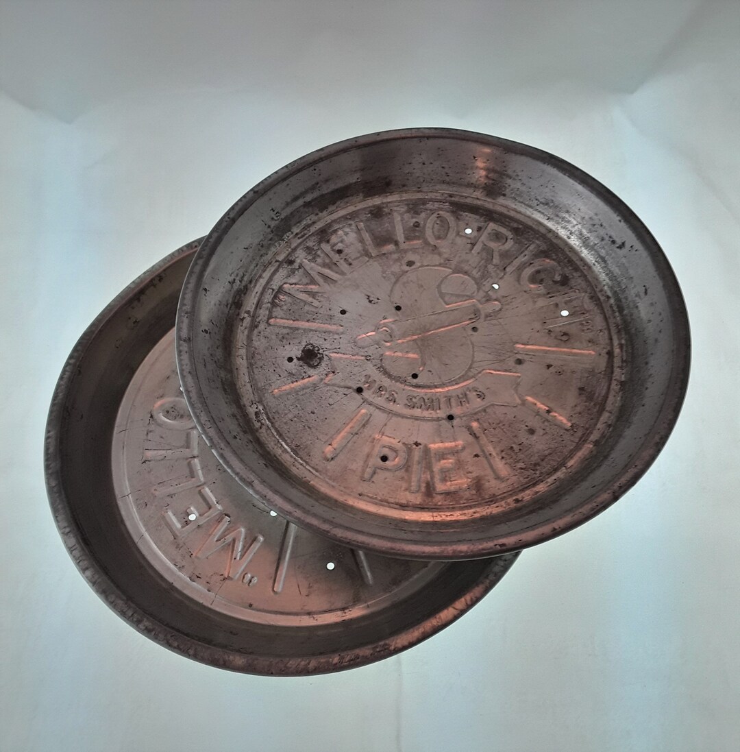 Pair of Vintage Mellow Rich Mrs Smith's Pies Perforated Tin Pie Pan ...