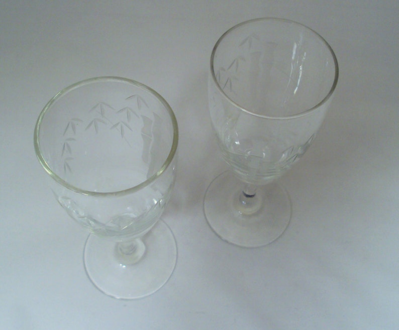 Pair Vintage Noritake Crystal Bamboo Pattern Cordial Cocktail Glasses ...