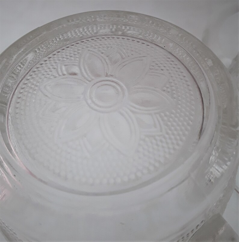 Anchor Hocking Glass Sandwich Pattern Creamer & Sugar Bowl Set Crystal ...