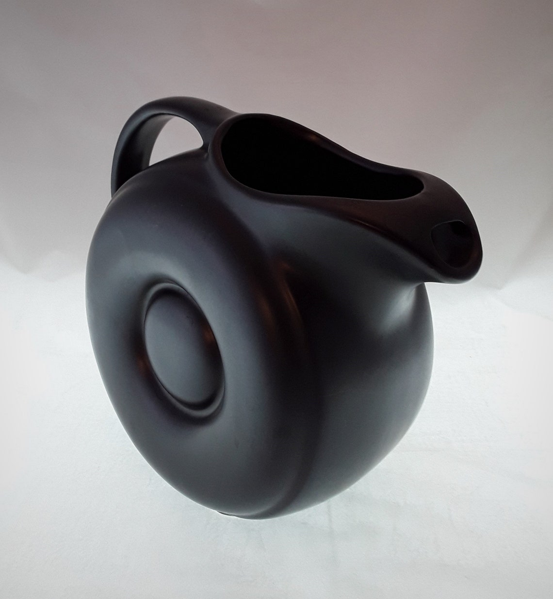 Fabulous Vintage Hall China Matte Black Donut Doughnut Pitcher Water ...