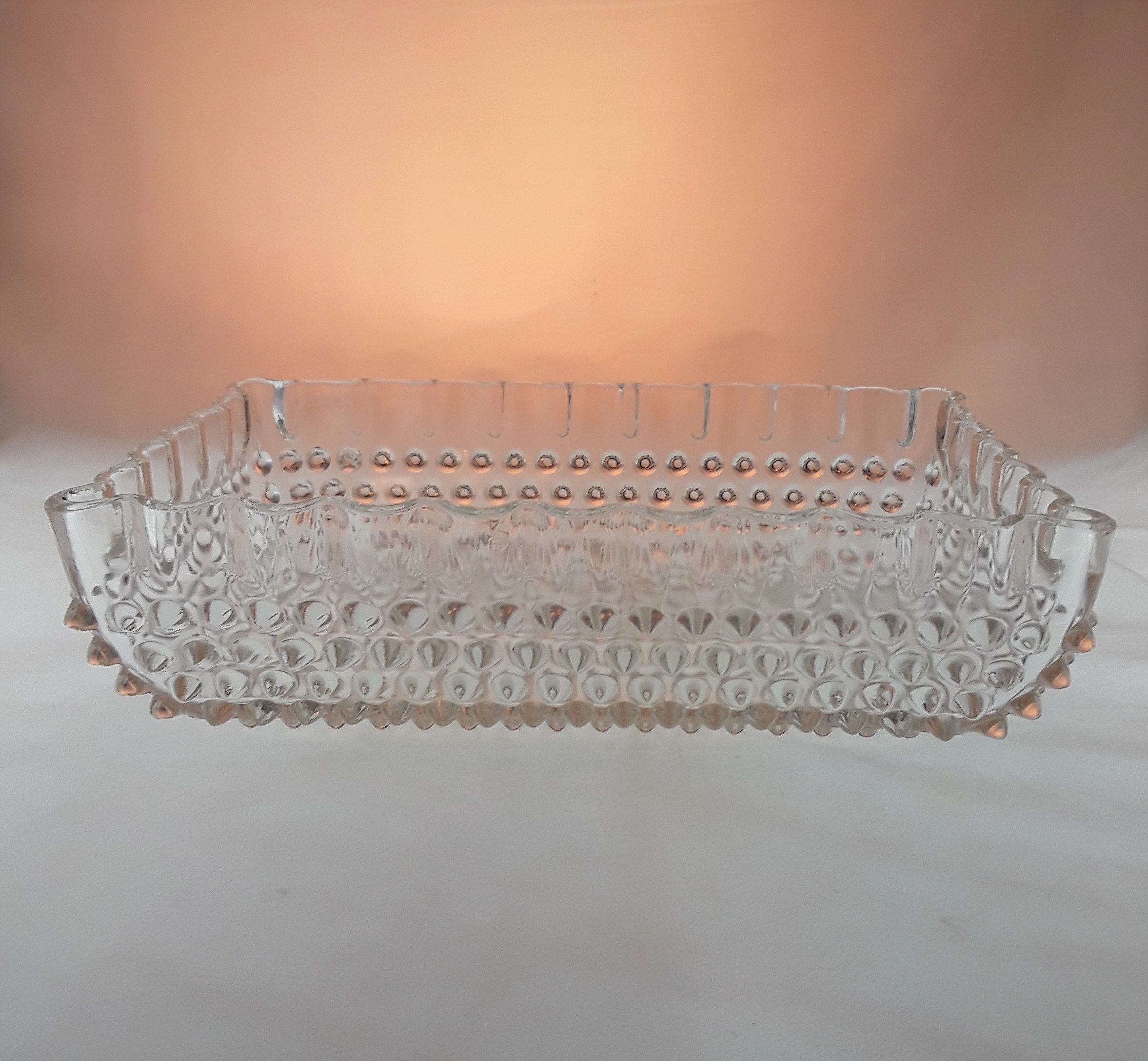 Vintage Hobnail Pattern Clear Glass Rectangular Candy Dish or Serving ...