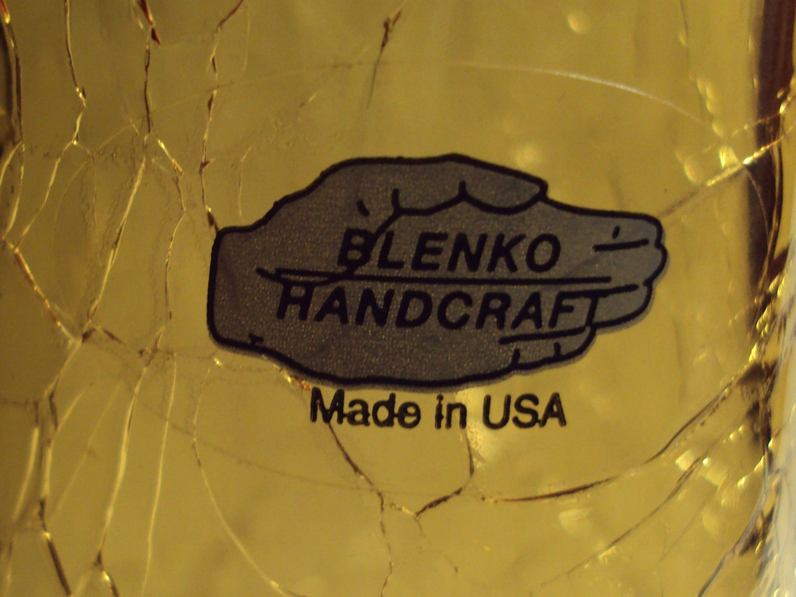 Blenko Glass Honey Gold Crackle Vase With Label 10 1/2 Inch - Etsy