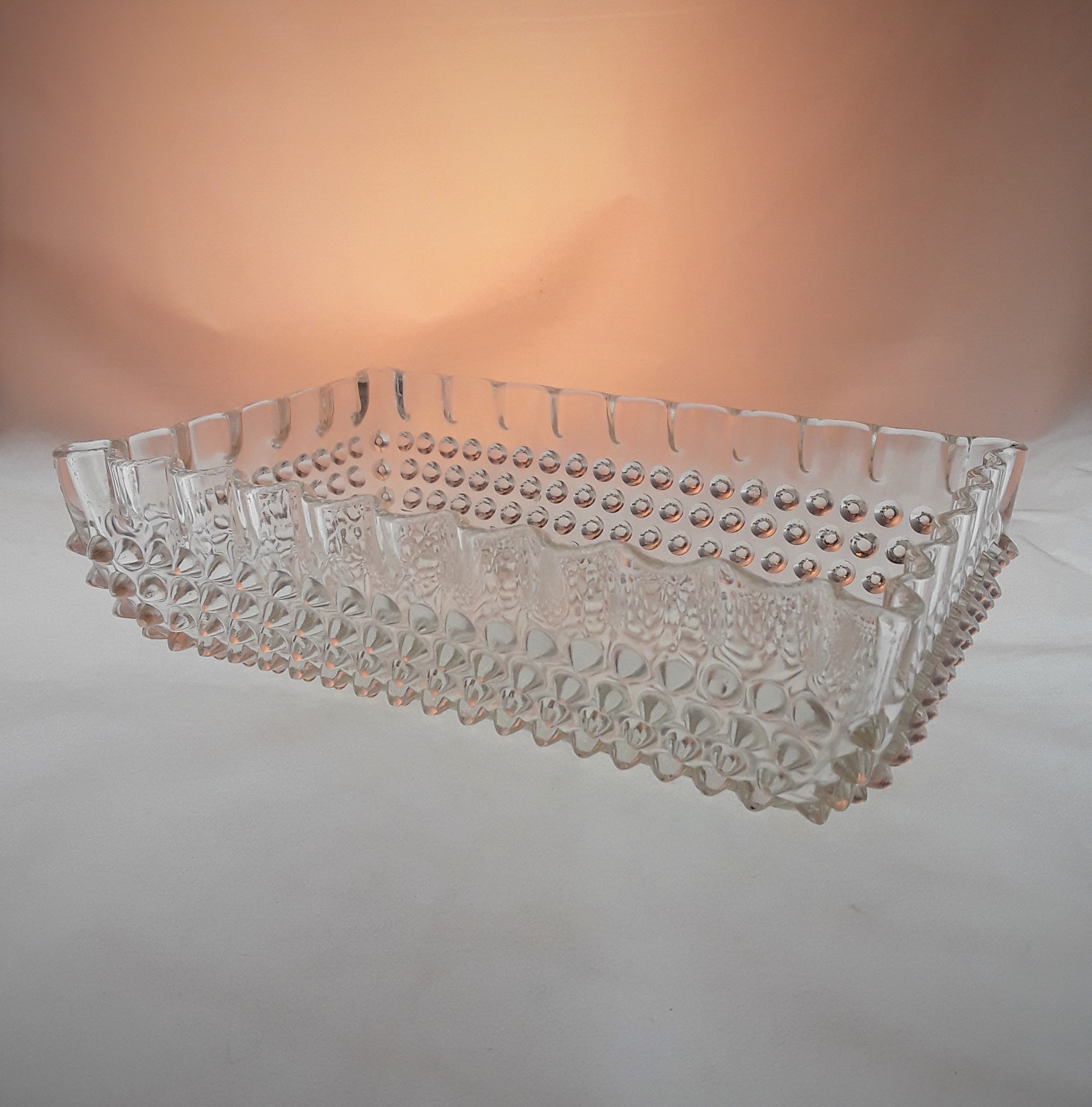 Vintage Hobnail Pattern Clear Glass Rectangular Candy Dish or Serving ...