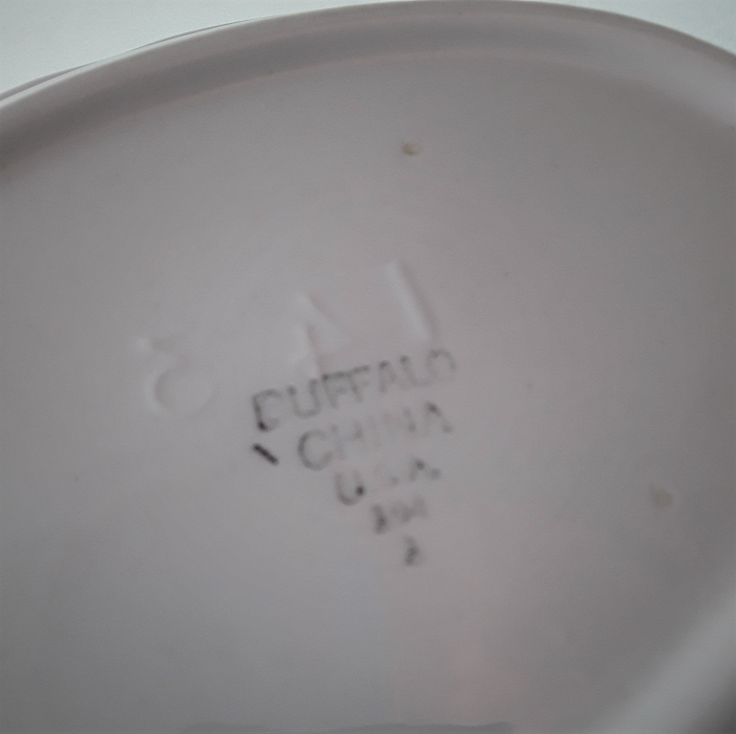 Pair Vintage Buffalo China Restaurant Ware Grey Airbrushed Rims Oval ...