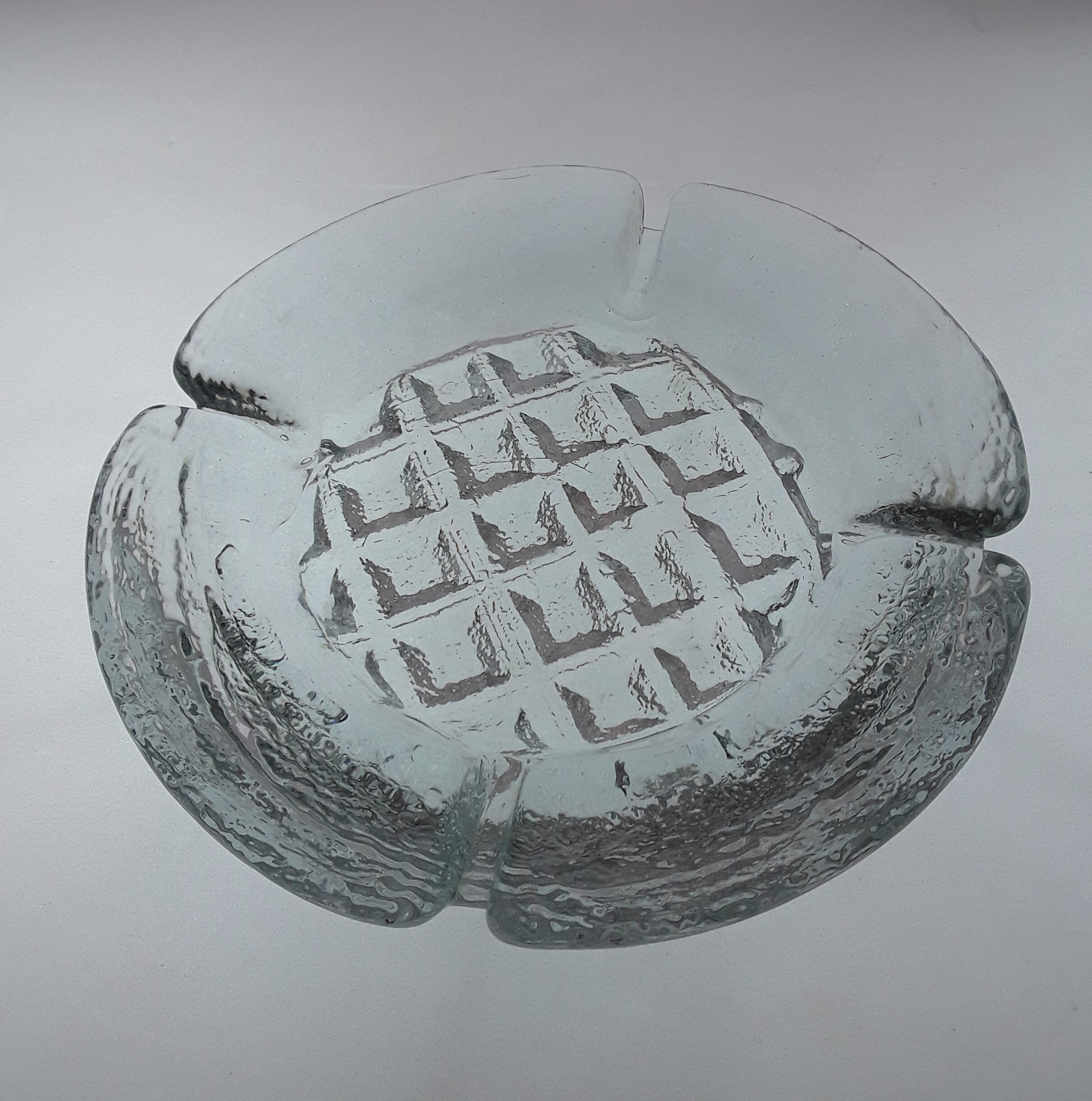 Vintage Blenko Glass Large Heavy Ashtray Clear Waffle Textured 697S - Etsy