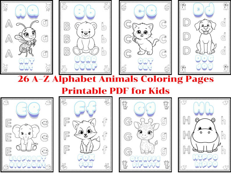 26 Alphabet Animals Coloring Pages – ABC Printable Learning Worksheet ...