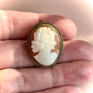 Vintage Shell Cameo Brooch With Bezel Set Frame. Brass Carved Shell ...