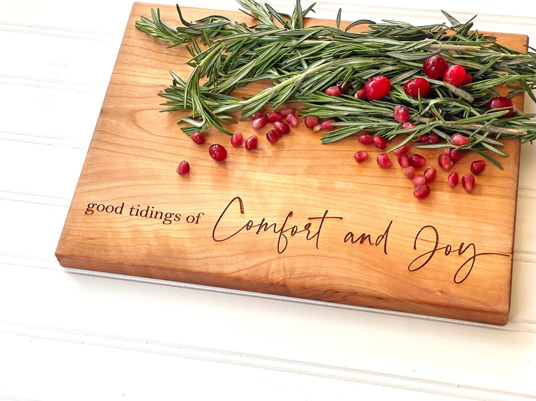 Good Tidings of Comfort and Joy, Christmas Cutting Board for Holiday ...