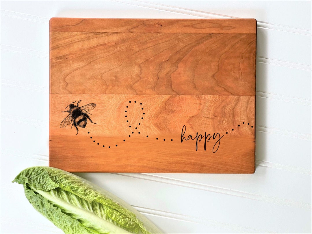 Be Happy. BEE Happy. Cutting Board With Buzzing Bee, by Milk & Honey ...
