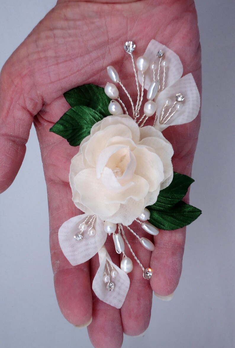 Ivory Flower Clip, Bridal Flower Clip, Bridal Headpiece, Wedding ...