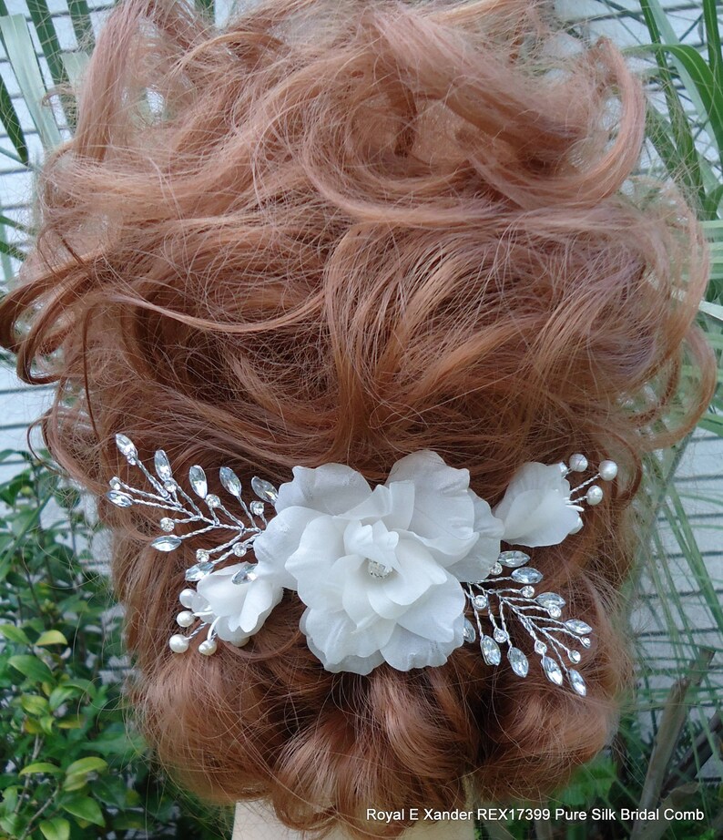 Pure Silk Bridal Comb, Pure Silk Rose, Silk Floral Comb, Wedding Hair ...