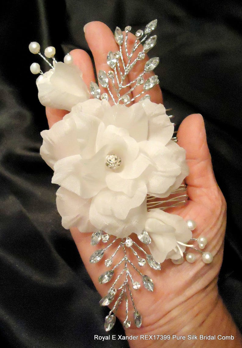 Pure Silk Bridal Comb, Pure Silk Rose, Silk Floral Comb, Wedding Hair ...
