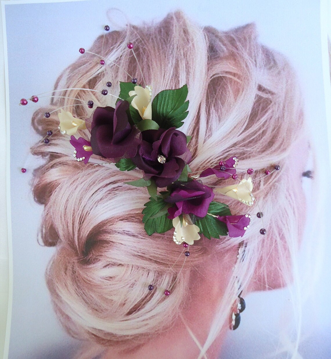 Purple Hair Comb, Eggplant/aubergine Hair Comb, Purple Headpiece ...