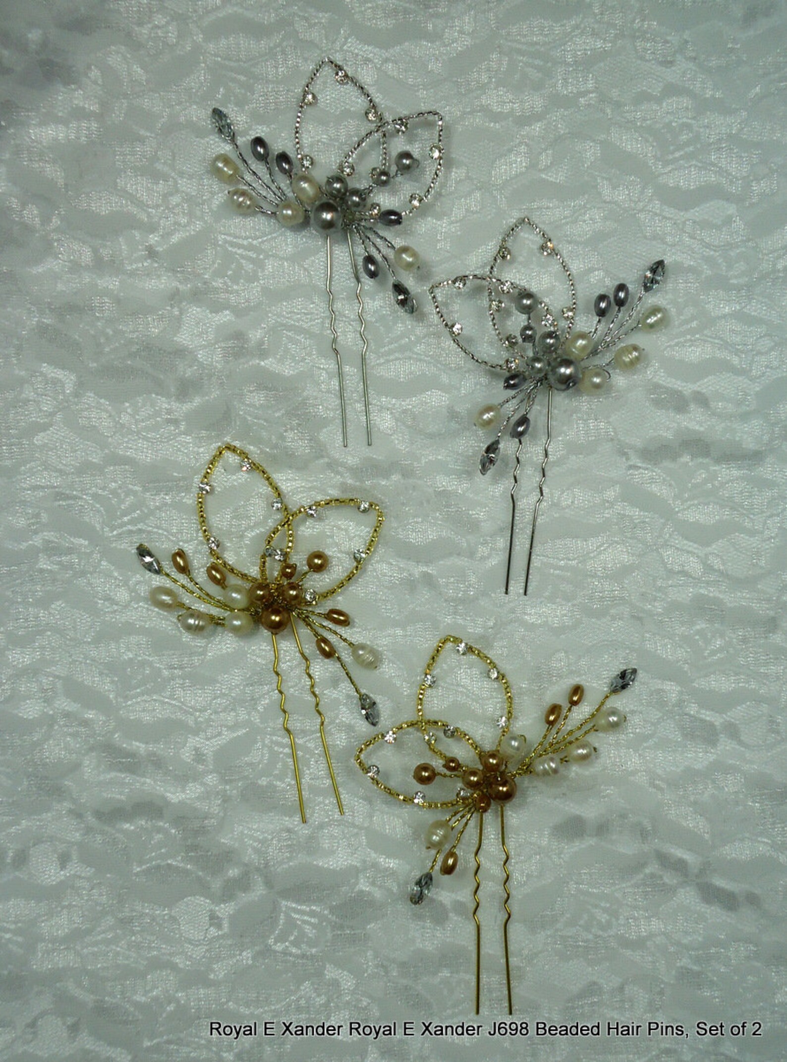 Bridal Hair Pins Set of 2 Beaded Hair Pins Gold Hair Pins | Etsy