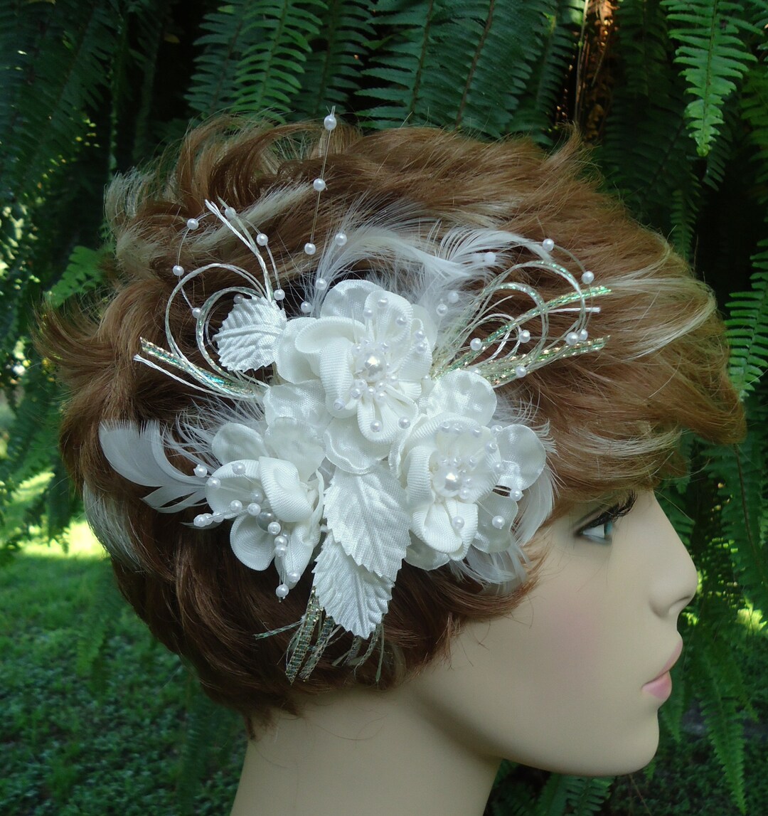 Ivory Headpiece, Satin Flower Clip, Ivory Flower Clip,128-1 - Etsy