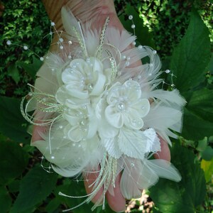 Ivory Headpiece, Satin Flower Clip, Ivory Flower Clip,128-2 - Etsy