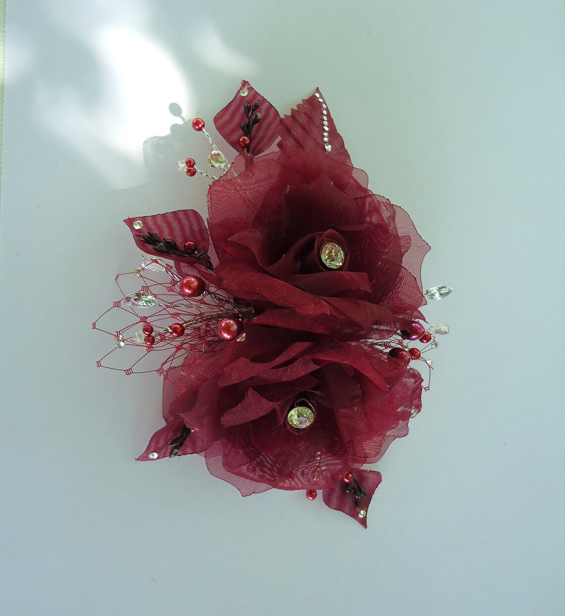 Rose Fascinator Burgundy Rose Wedding Hair Rose Wedding | Etsy