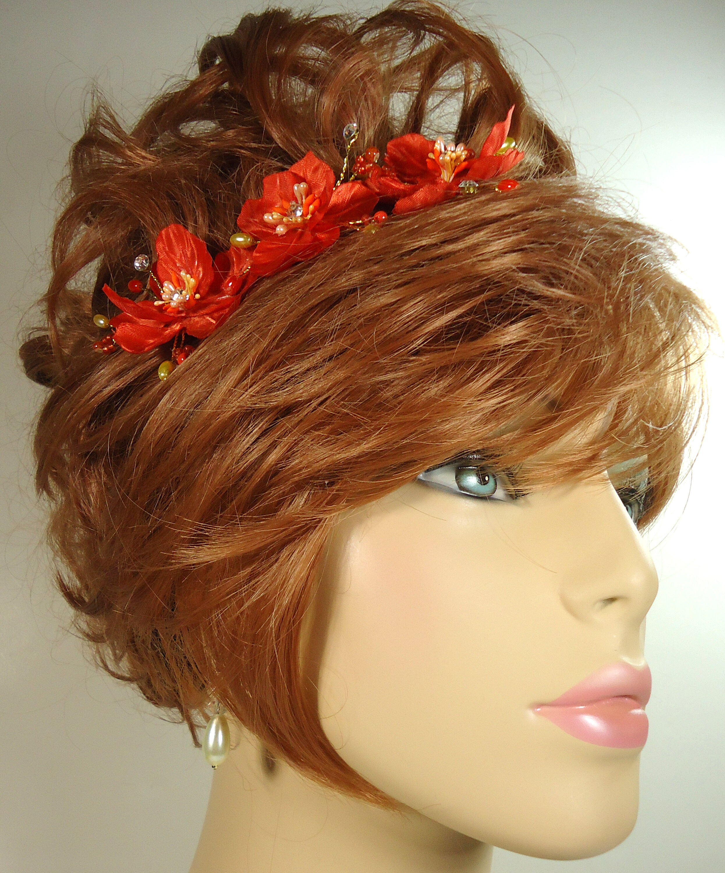 Bruiloft haar bloemen oranje haarspelden mini haar bloemen | Etsy