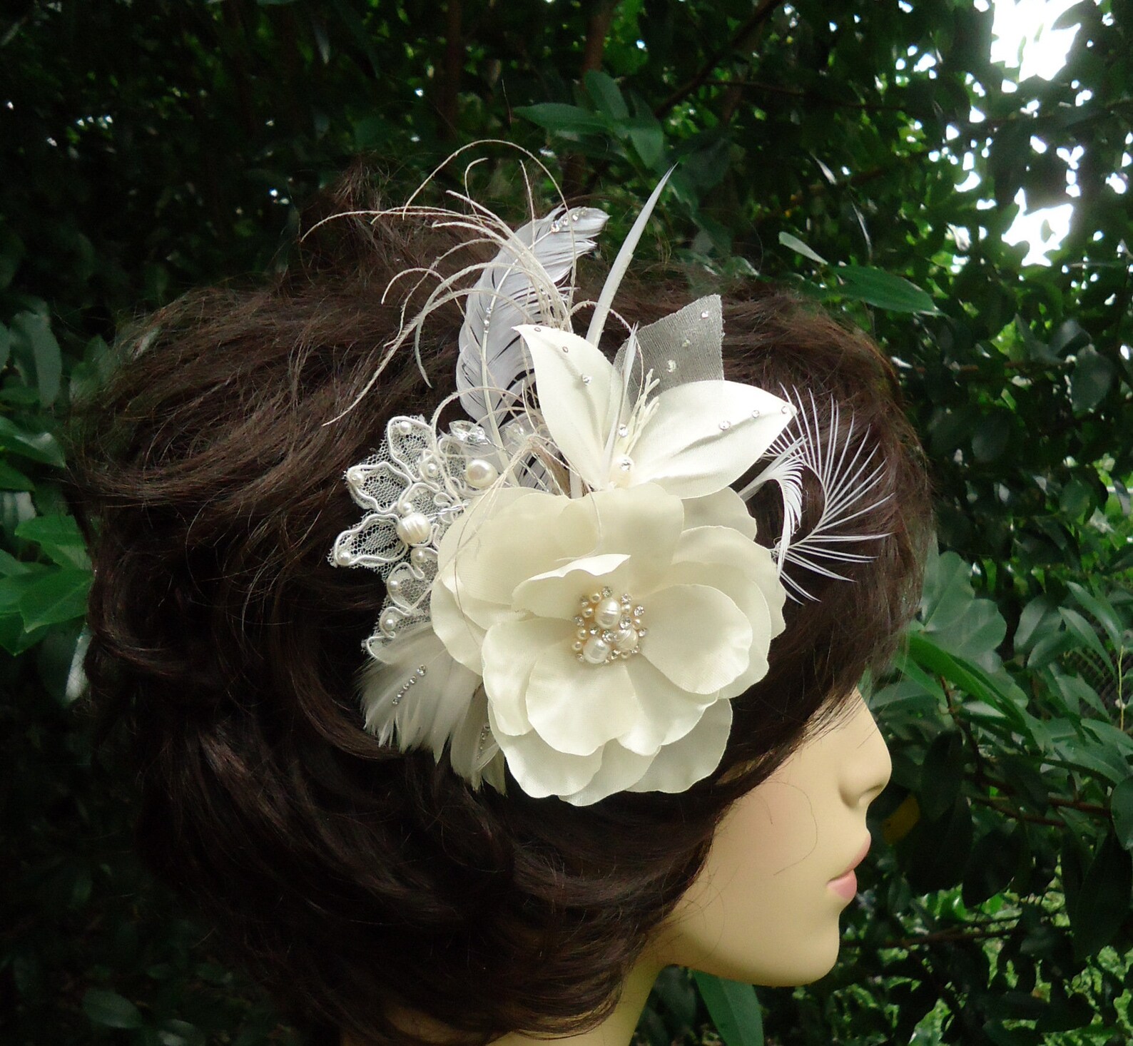 Ivory Veil Fascinator Set Ivory Magnolia 9 Inch Birdcage - Etsy