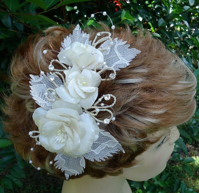 Wedding Hair Comb Ivory Rose Comb Ivory Headpiece Bridal | Etsy