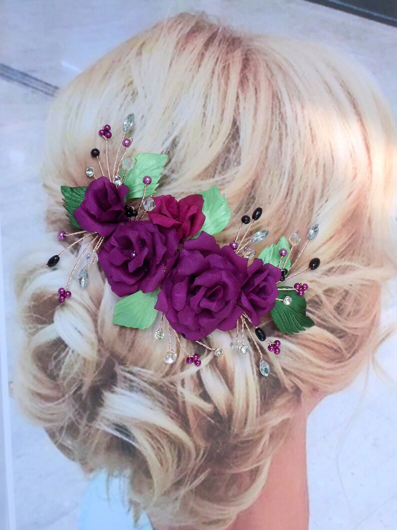 Purple Hair Comb Purple Wedding Purple Headpiece Purple | Etsy
