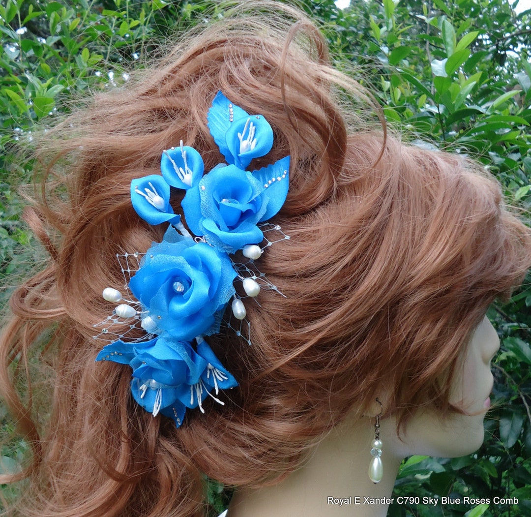 SALE, Bridal Hair Comb, Blue Hair Comb, Wedding Hair Comb, C790 - Etsy