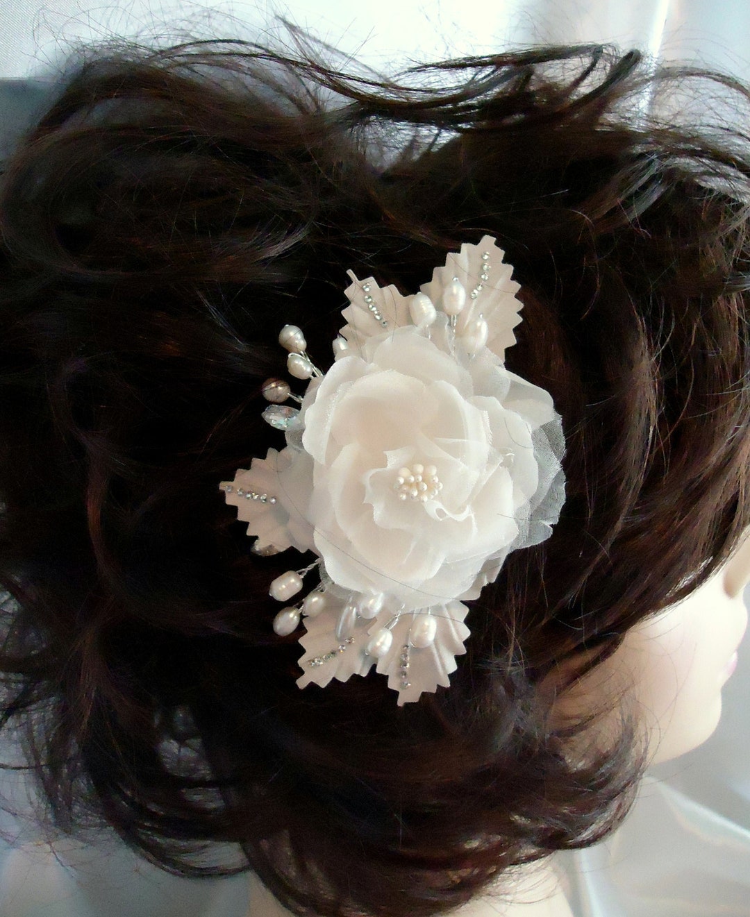 Pure Silk Bridal Comb, Pure Silk Rose, Silk Floral Comb, Wedding Hair ...