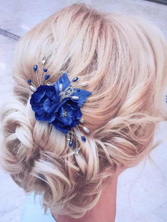 Blue Hair Pin Wedding Baby Pale Blue Mulberry Flower Wedding Hair Pin