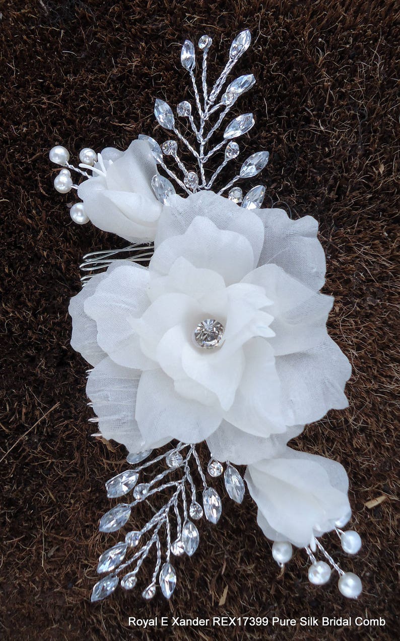 Pure Silk Bridal Comb, Pure Silk Rose, Silk Floral Comb, Wedding Hair ...