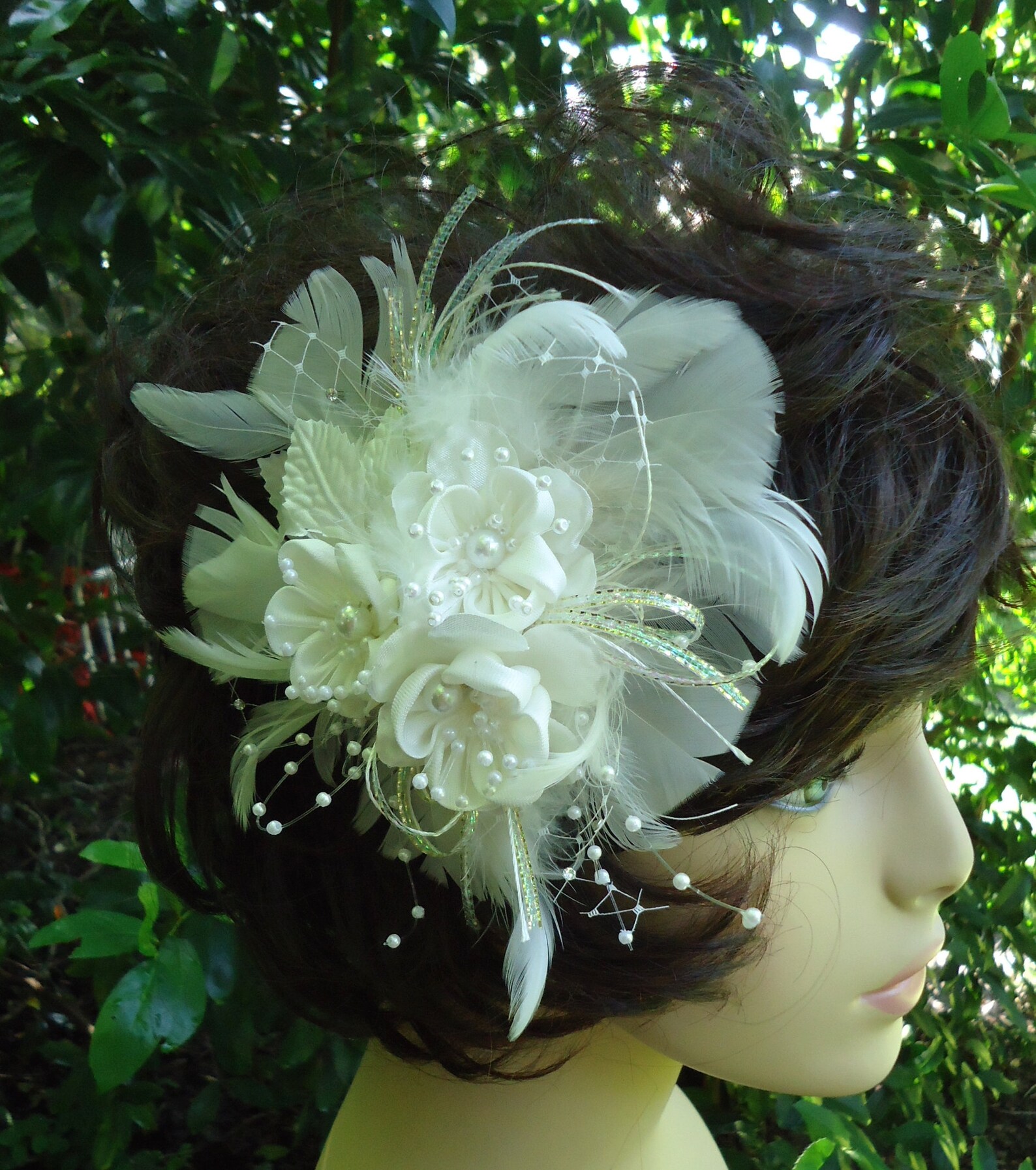 Ivory Headpiece Satin Flower Clip Ivory Flower Clip128-2 | Etsy