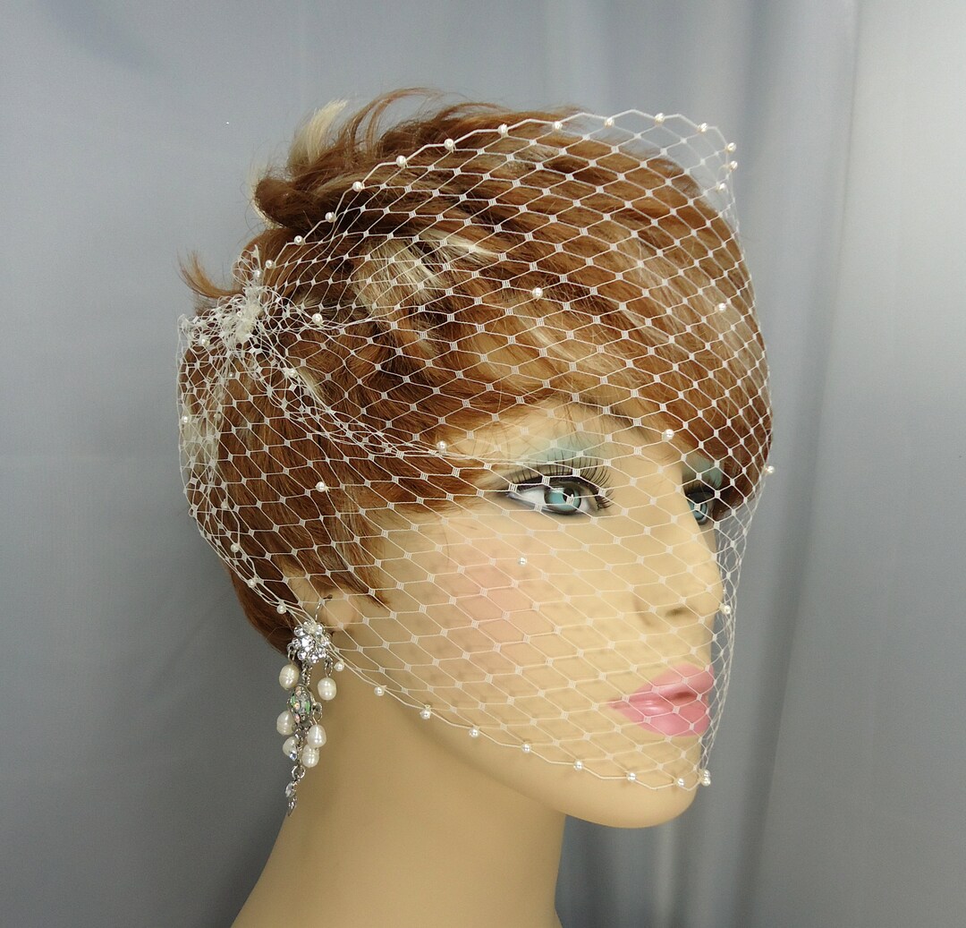 Birdcage Veil, Pearl Accent Veil, Bandeau Birdcage Veil, Wedding Veil ...