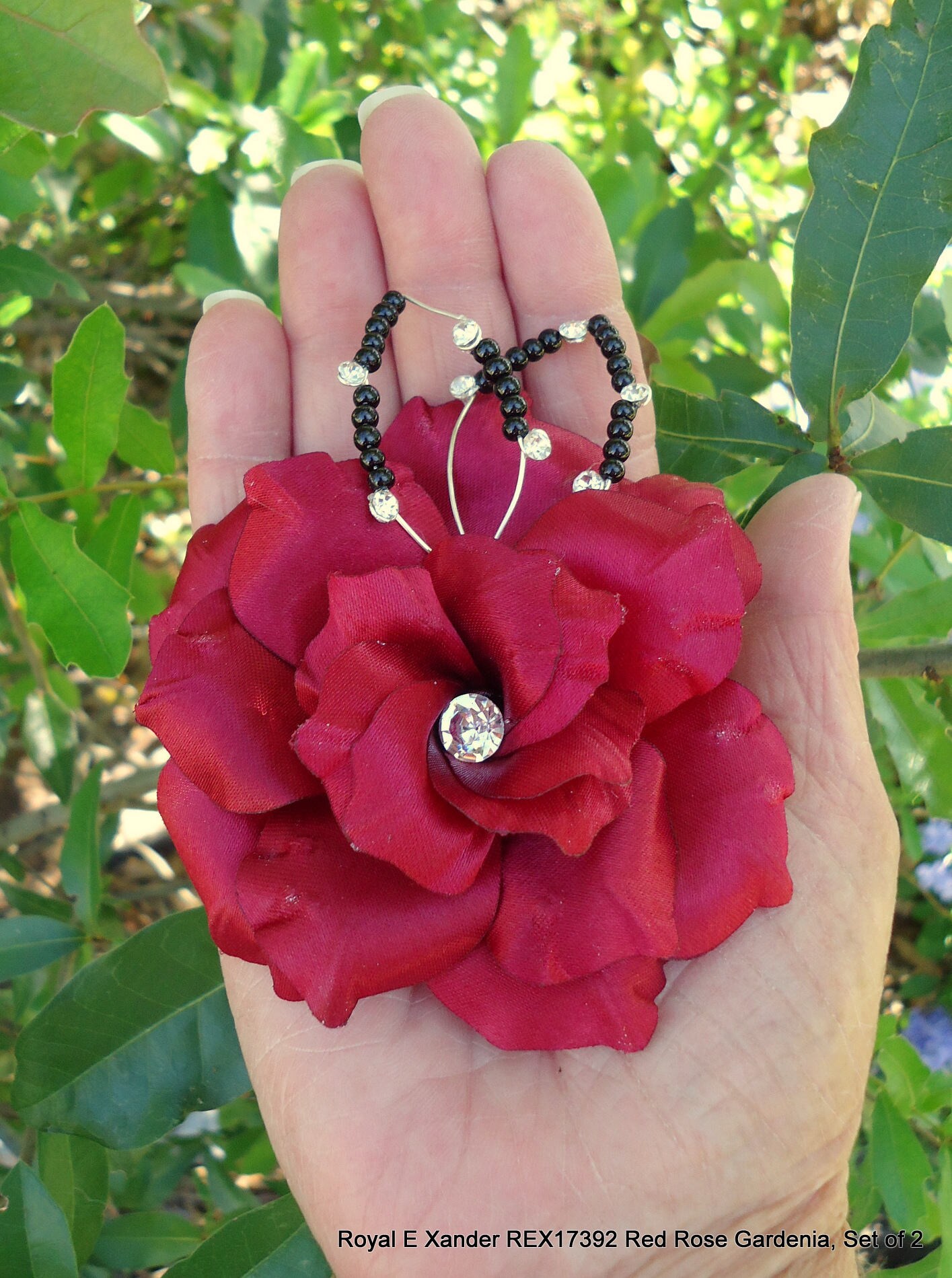 Rose Gardenia Red Rose Gardenia Set of 2 Red Hair Clips | Etsy