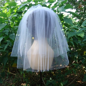 Short Bridal Veil, 2 Tier Veil, Cut Edge Veil, Shoulder Length Veil, 20 ...