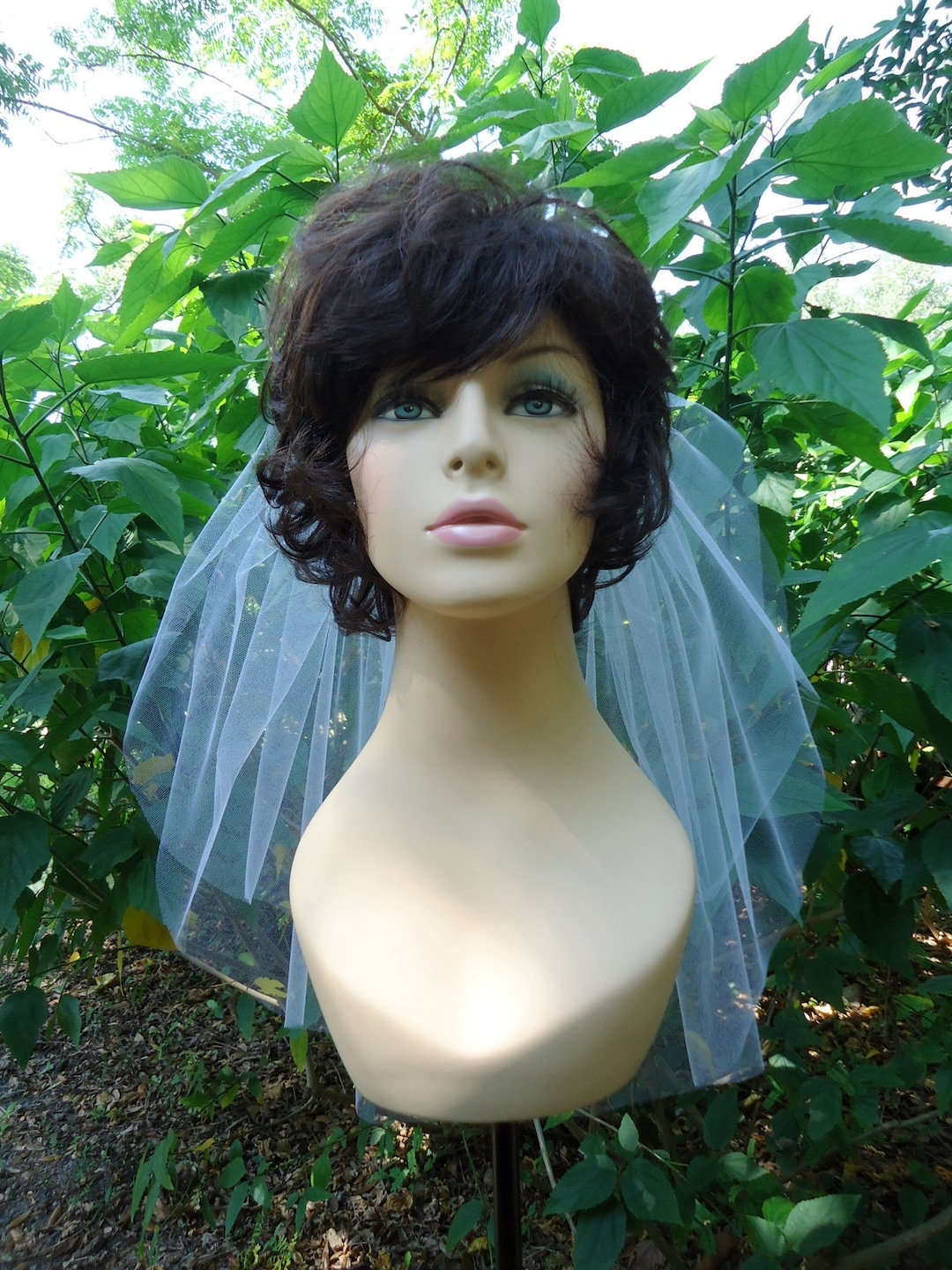 Short Bridal Veil, 2 Tier Veil, Cut Edge Veil, Shoulder Length Veil, 20 ...