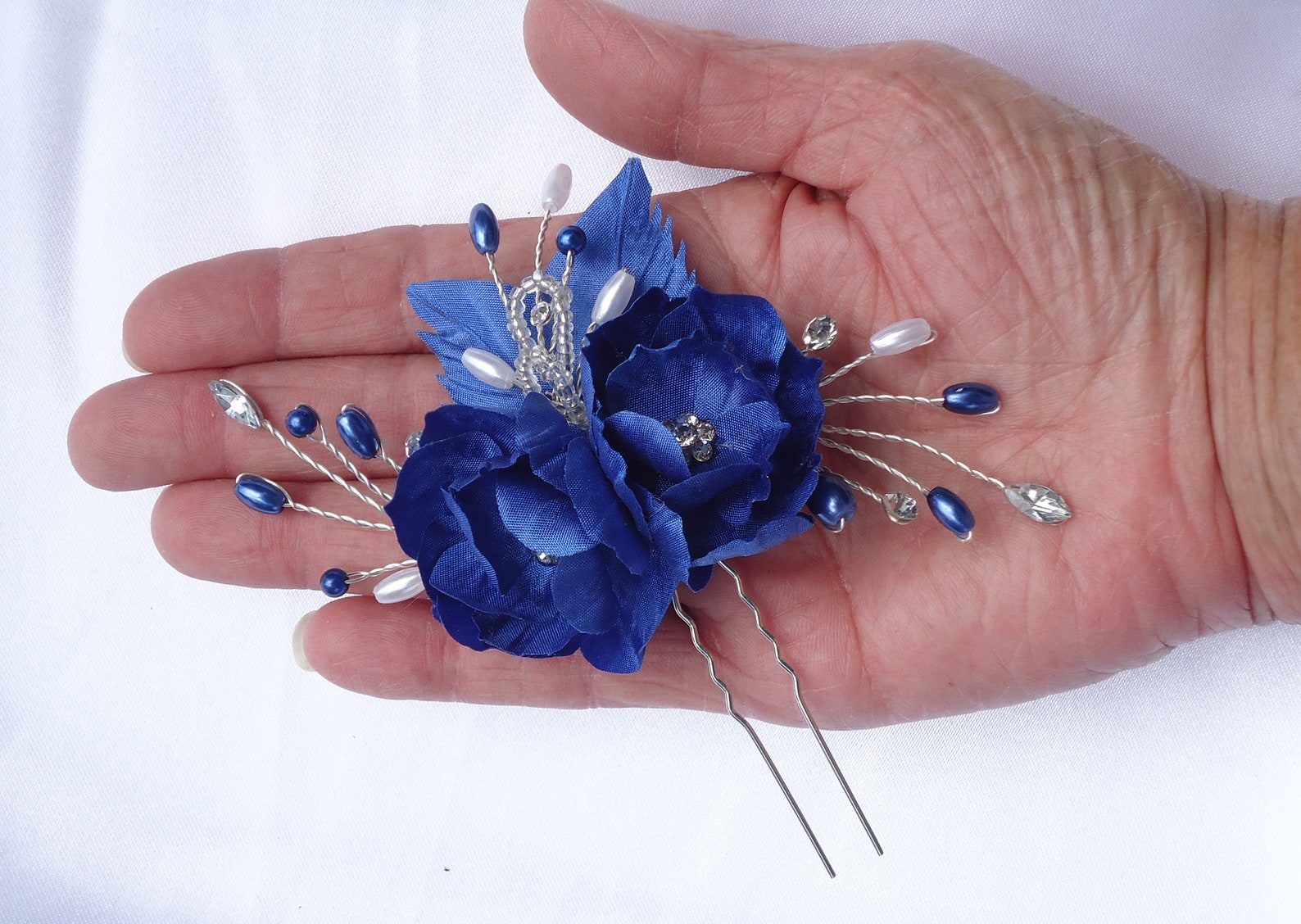 Bridal Hair Pin, Blue Hair Pin, Floral Hair Pin, Wedding Hair Piece ...