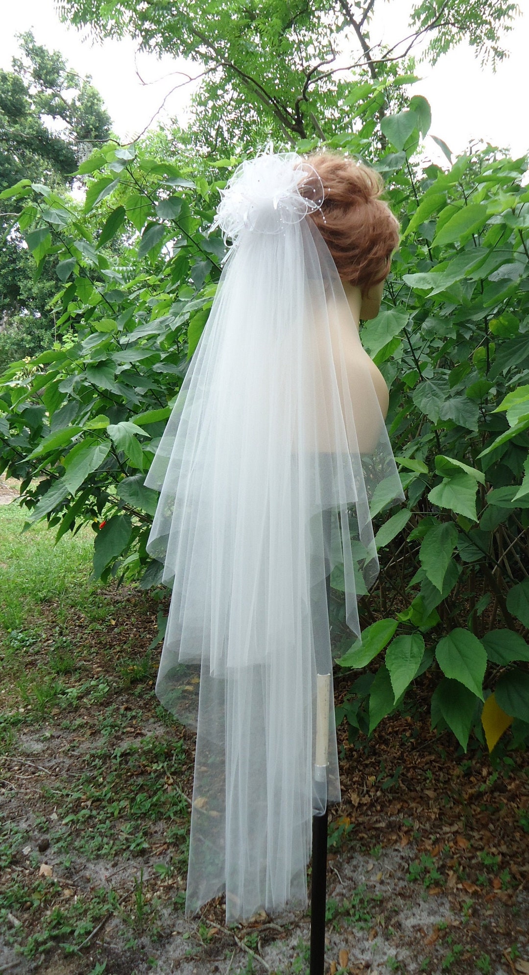 Wedding Veil, Cut Edge, Two Layer, Puff Pouf Comb Embellishment, H3058 ...