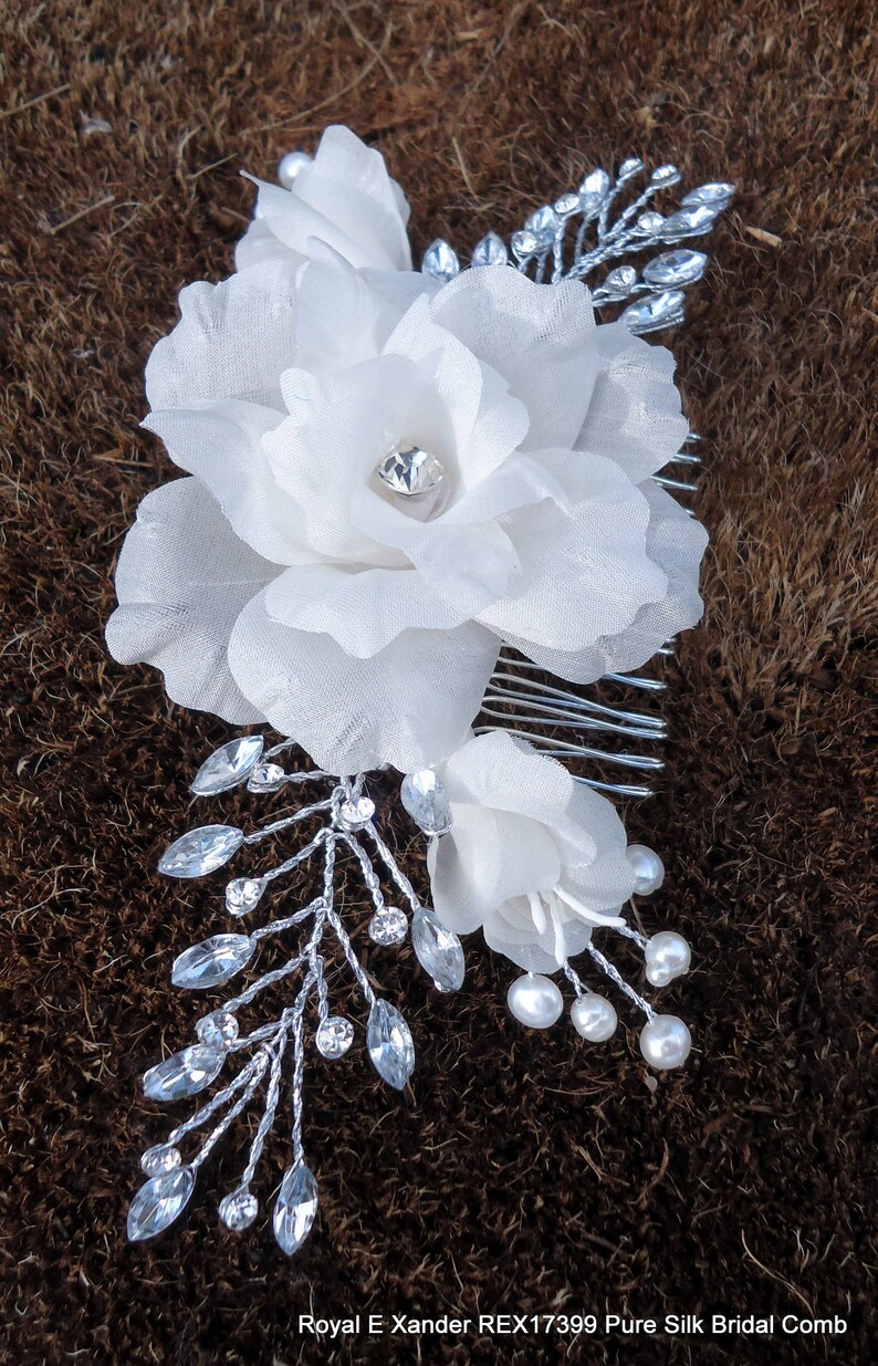 Pure Silk Bridal Comb, Pure Silk Rose, Silk Floral Comb, Wedding Hair ...