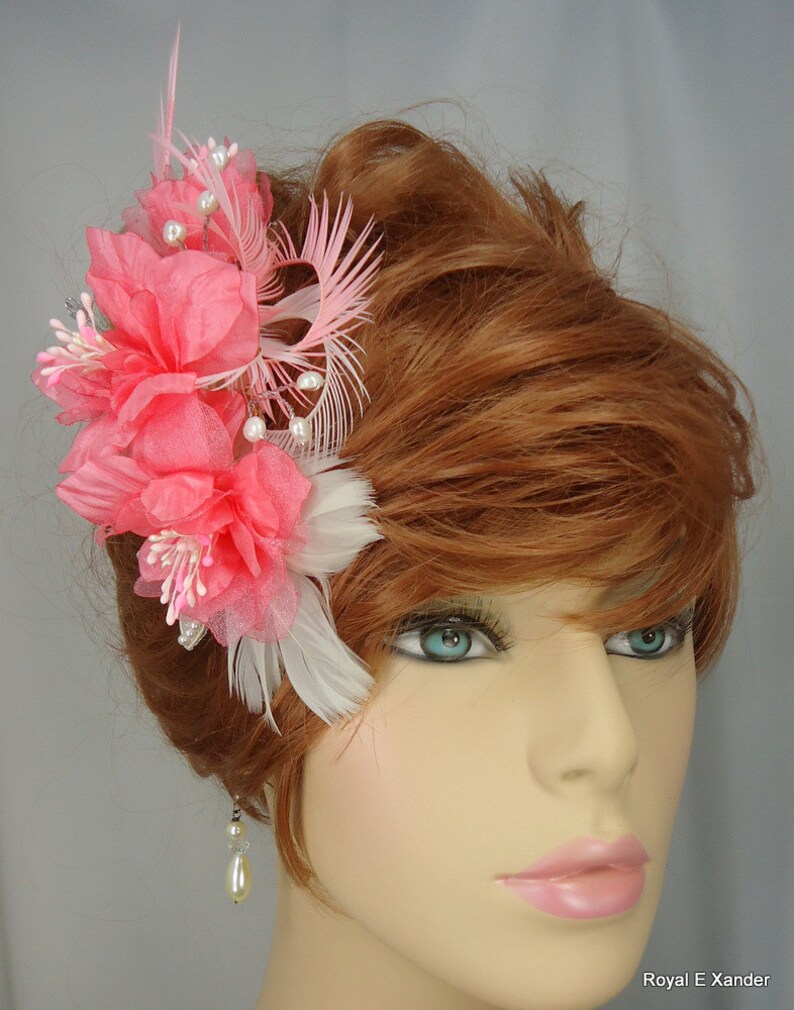 Bridal Headpiece Coral Hair Flower Wedding Hair Piece - Etsy