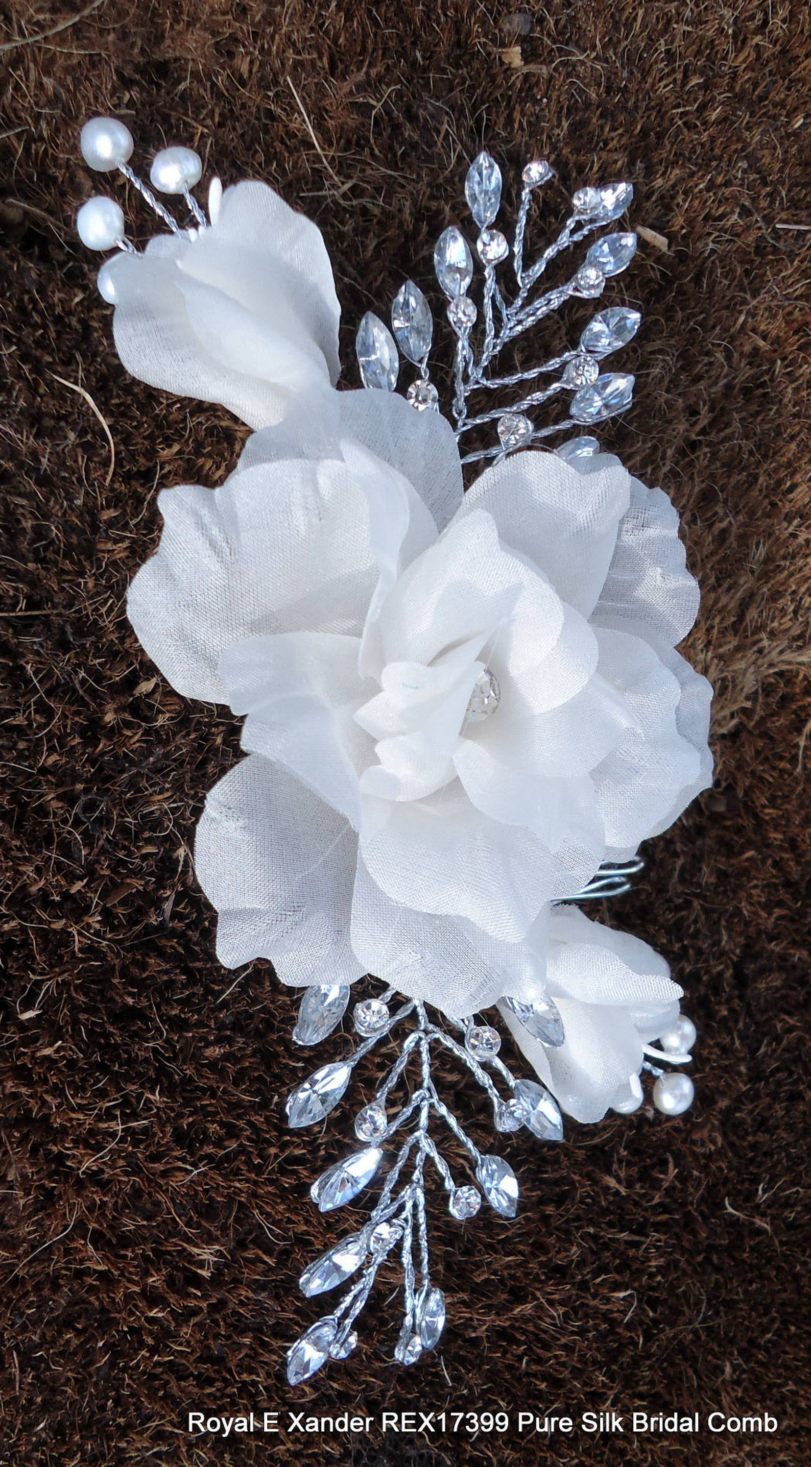 Pure Silk Bridal Comb, Pure Silk Rose, Silk Floral Comb, Wedding Hair ...